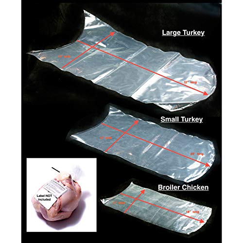 Stromberg's Large Broiler Chicken Heat Shrink -100 Clear Bags Freezer Safe, 10"x18"