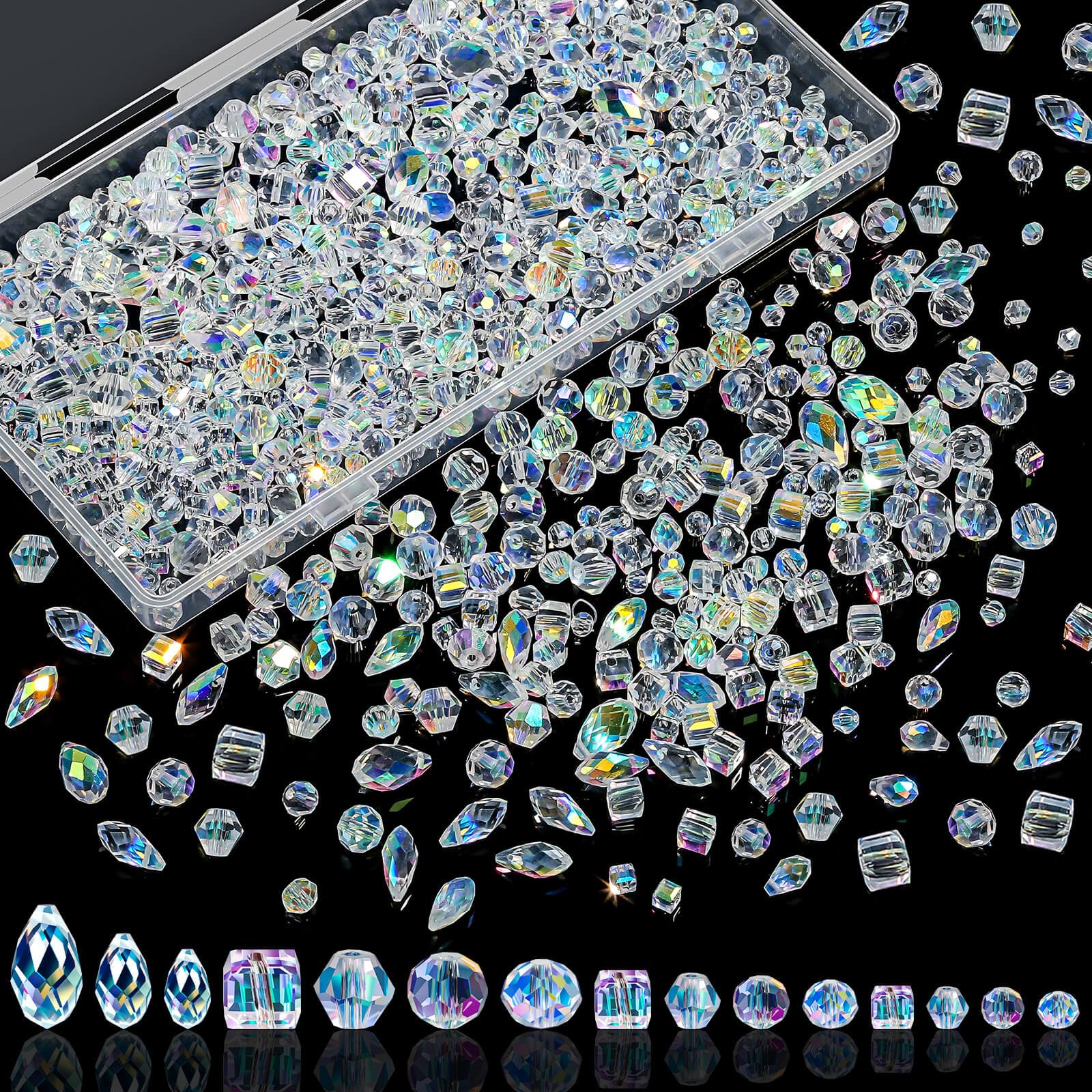 Tetutor Crystal Beads, 800 Pcs Crystal Glass Beads Bulk, Clear Crystal Beads for Jewelry Making, AB Color Rondelle Faceted Beads Suncatcher Beads for DIY Craft Jewelry Bracelet Making