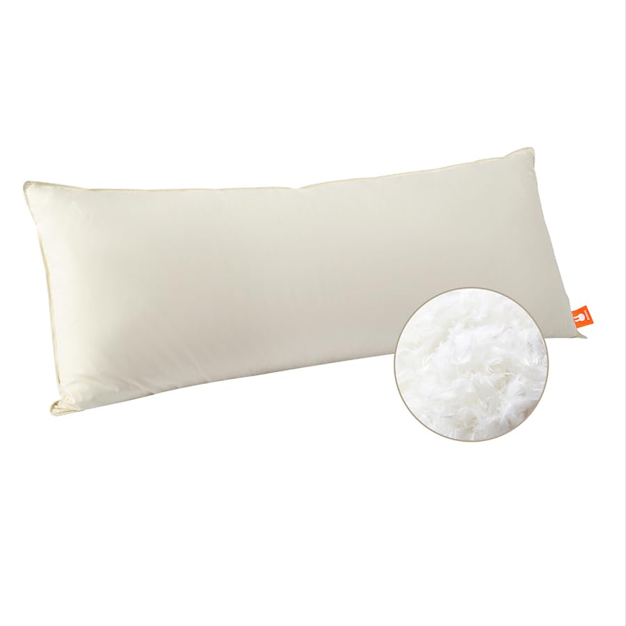 Goose Down Body Pillow Firm Body Pillows for Adults Large Long Hugging Pillow Insert for Side Sleepers, Breathable Full Body Pillow for Bed Sleeping with 100% Organic Cotton Downproof Shell
