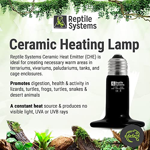 Reptile Systems Ceramic Heat Emitter (Che), 100W β Reptile, Amphibian, Mammal & Baby Chick: Heat Basking for Terrariums, Vivariums, Paludariums, Enclosures & Cages