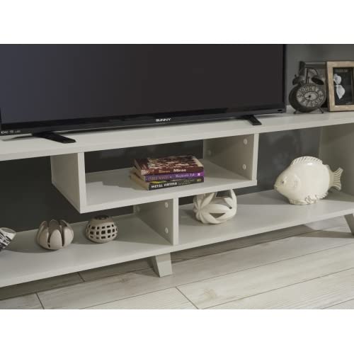 FUYUNSHENG Parma Mid Century Modern Tv Stand Open Shelving Entertainment Centre 67 inch Tv Unit, Walnut (Grey)