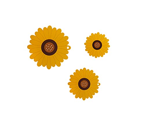 3 Pcs Anti-Hot Trivet Mat,Sunflower Anti-Heat Pan Mat, Antislip Heat Resistant Placemat for Hot Dishes, Pots, Pans(1 Large, 1medium, 1small)