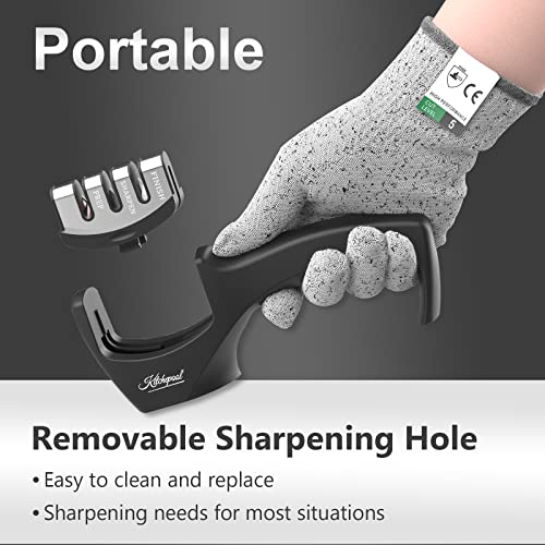 4-in-1 Knife Sharpener Kit 2pack with Cut-Resistant Glove, 3-Stage Quality Kitchen Knife Accessories to Repair