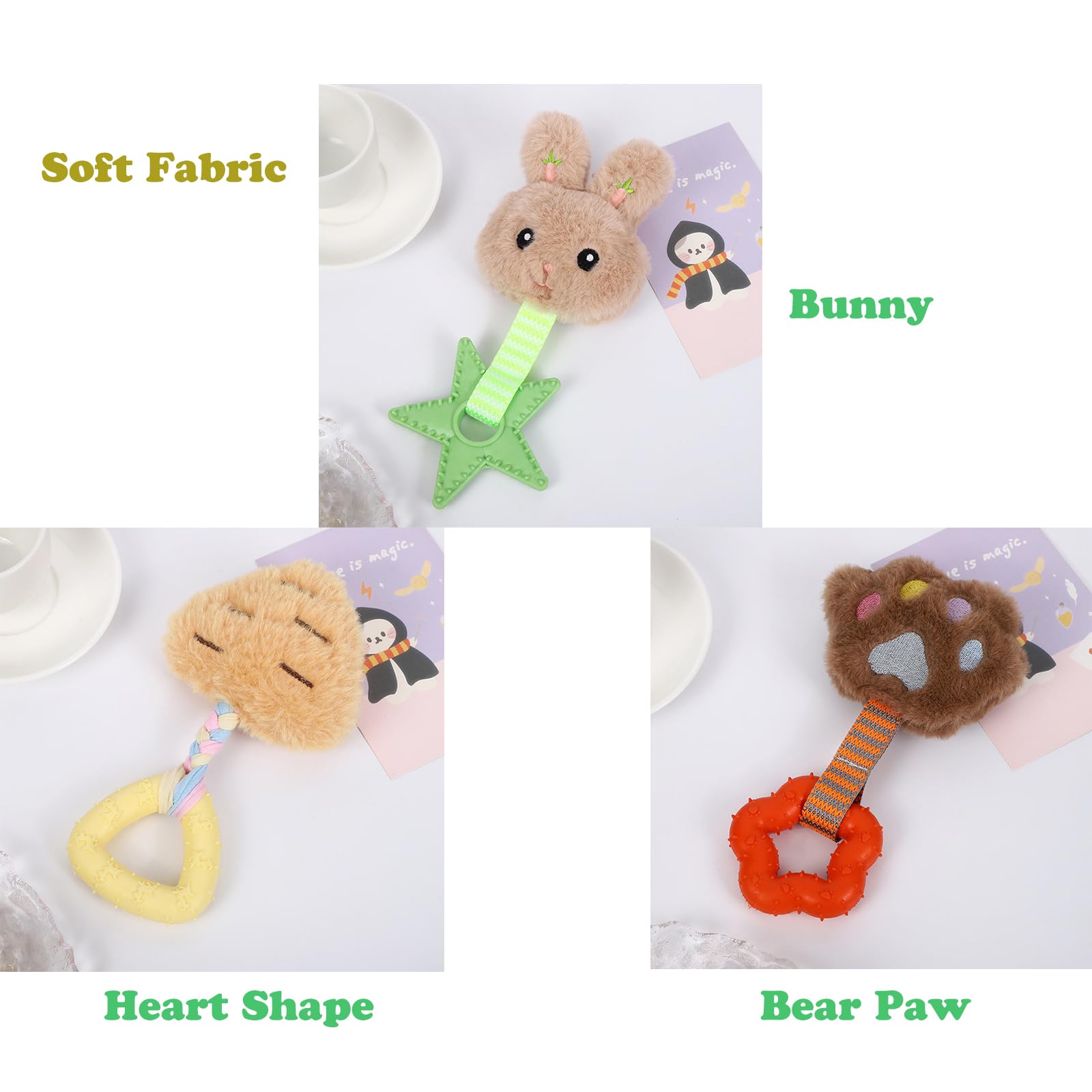 Volacopets Puppy Toys for Teething, Cute Little Puppy chew Toys for Boredom, Dog Squeaky stimulating teether Toy for Small Breed, Interactive Puppy Chewing Toys