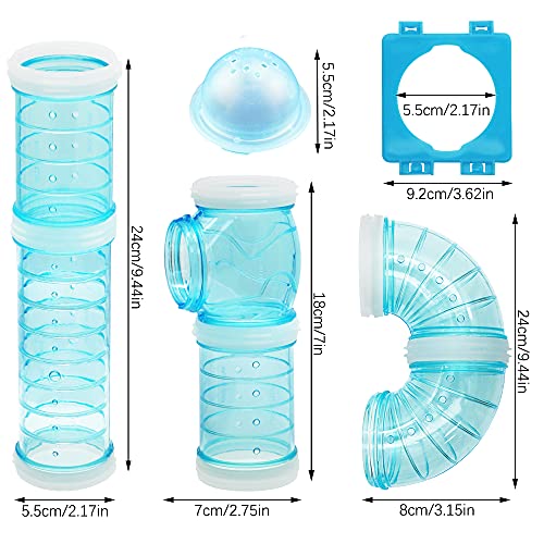 Hamster Tubes Set, FULANDL Transparent Hamster Cage Adventure External Pipe, Creative DIY Assorted Connection Tunnel Track Hamster Toys to Expand Space for Small Animals Like Hamster, Mouse-2.16In
