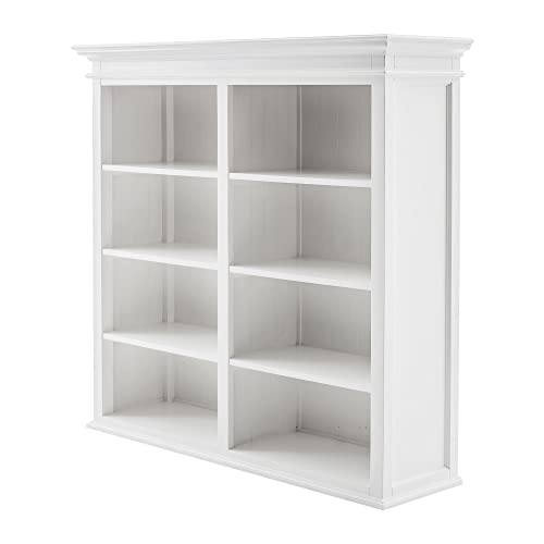 NovaSolo Halifax Mahogany Solid Wood Buffet Hutch Unit with 8 Shelves in White
