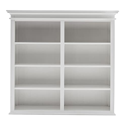 NovaSolo Halifax Mahogany Solid Wood Buffet Hutch Unit with 8 Shelves in White