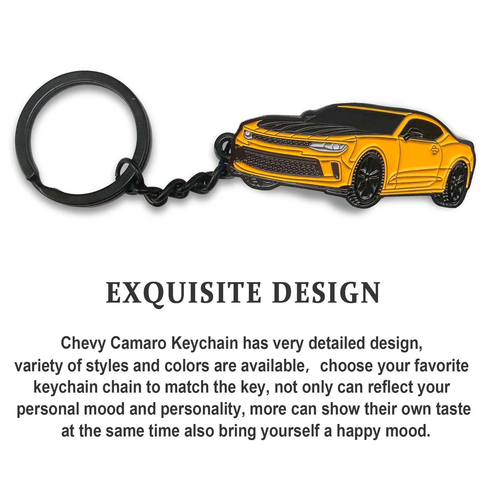 glahorse For Chevy Camaro Keychain，For Chevy Camaro Accessories 2010-2020，Metal Keychain (Yellow)
