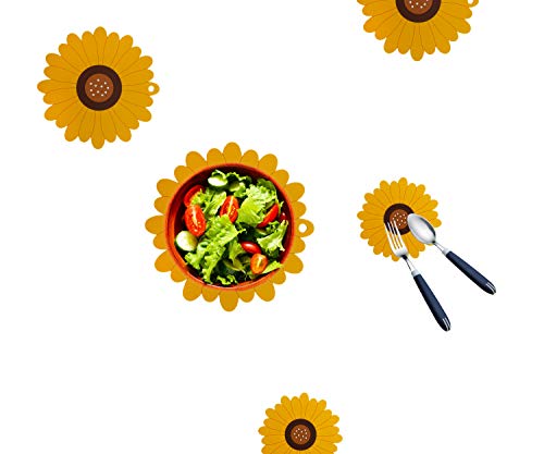 3 Pcs Anti-Hot Trivet Mat,Sunflower Anti-Heat Pan Mat, Antislip Heat Resistant Placemat for Hot Dishes, Pots, Pans(1 Large, 1medium, 1small)