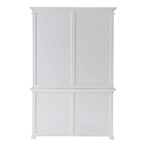 NovaSolo Halifax Mahogany Solid Wood Buffet Hutch Unit with 8 Shelves in White
