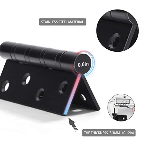 4 Inch Matt Black Door Hinges,4”×3” Stainless Steel Door Hinge,Hinge Bearing Diameter 0.6inch, Thickness 0.12inch, Single Piece Weight 0.65 Pounds,3 Pack