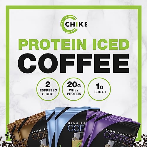 CHIKE Best Sellers High Protein Iced Coffee Sampler Pack, 20 G Protein, 2 Shots Espresso, 1 G Sugar, Keto Friendly and Gluten Free, 6 Single Serve Packets
