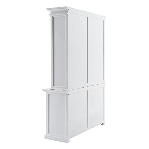 NovaSolo Halifax Mahogany Solid Wood Buffet Hutch Unit with 8 Shelves in White