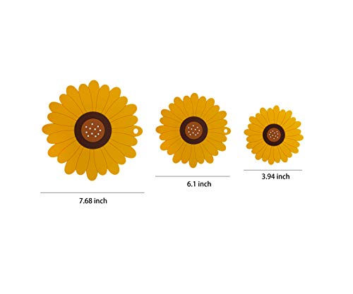 3 Pcs Anti-Hot Trivet Mat,Sunflower Anti-Heat Pan Mat, Antislip Heat Resistant Placemat for Hot Dishes, Pots, Pans(1 Large, 1medium, 1small)