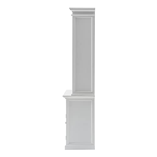 NovaSolo Halifax Mahogany Solid Wood Buffet Hutch Unit with 8 Shelves in White