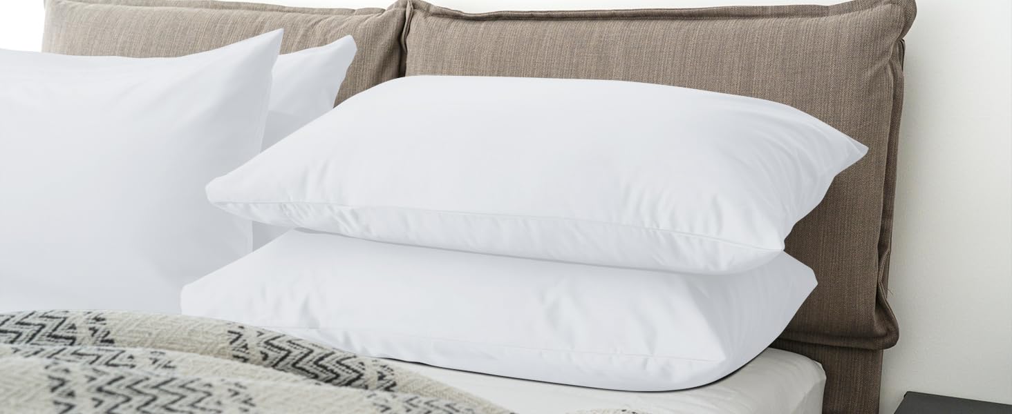 1000 Thread Count 100% Egyptian Cotton Pillowcases for Sleeping,Satin Pattern White, Envelope Closure Pillowcase Silk Soft Bed Pillow Cover(2 Pcs Standard 20"x26", White)…