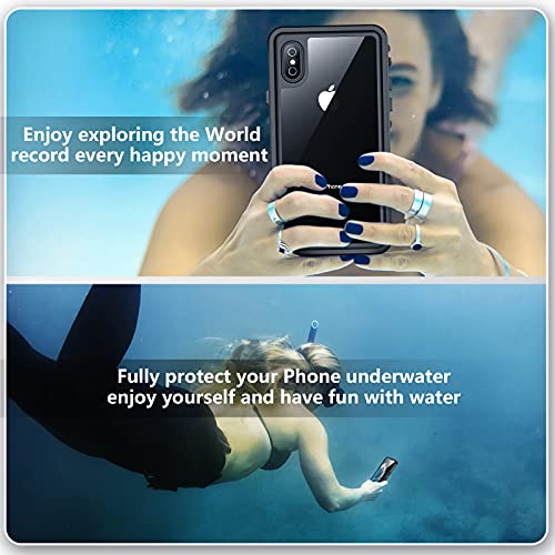 SPIDERCASE Designed for iPhone Xs Max Waterproof Case, Built-in Screen Protector Full-Body Clear Call Quality Heavy Duty Shockproof Cover Case for iPhone Xs Max 6.5ββ (Black/Clear)