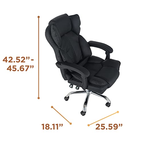 Comfty Padded Headrest and Chrome Base Deluxe Executive Leather Office Chair, 42.52β-45.67, Black
