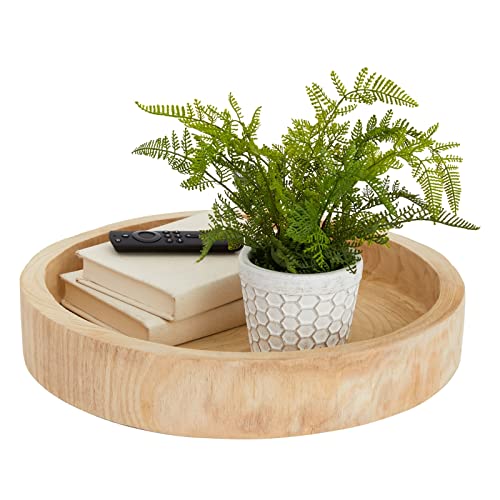 Decorative Round Wooden Trays for Decor, Coffee Tables, Rustic Home Decorations (18 x 3 in)