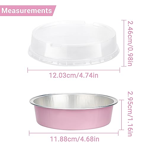 Suice Mini Cake Pans with Lids, 100PCS Disposable Foil Cupcake Baking Cups with Lid, 8oz Light Pink Cupcake Liners with Lids Mini Muffin Pan Cake Tins, Aluminum Creme Brulee Ramekins Dessert Cups
