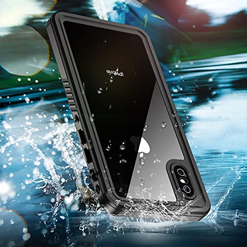 SPIDERCASE Designed for iPhone Xs Max Waterproof Case, Built-in Screen Protector Full-Body Clear Call Quality Heavy Duty Shockproof Cover Case for iPhone Xs Max 6.5ββ (Black/Clear)