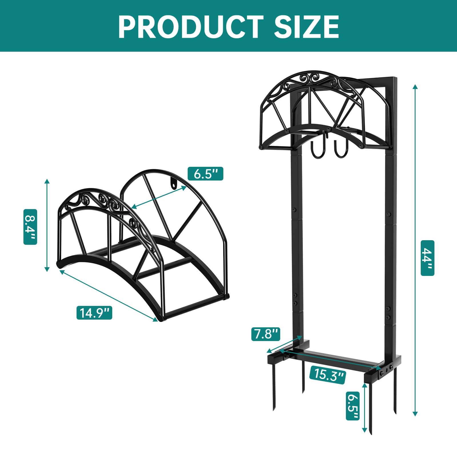 GREENER Freestanding Heavy Duty Hose Holder - Detachable Metal Hanger, Holds 150-feet Hose, Outdoor Yard Lawn Storage Rack