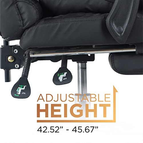 Comfty Padded Headrest and Chrome Base Deluxe Executive Leather Office Chair, 42.52β-45.67, Black