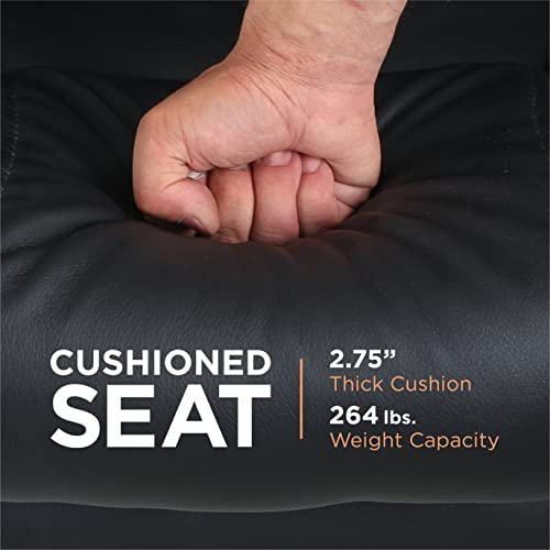 Comfty Padded Headrest and Chrome Base Deluxe Executive Leather Office Chair, 42.52β-45.67, Black