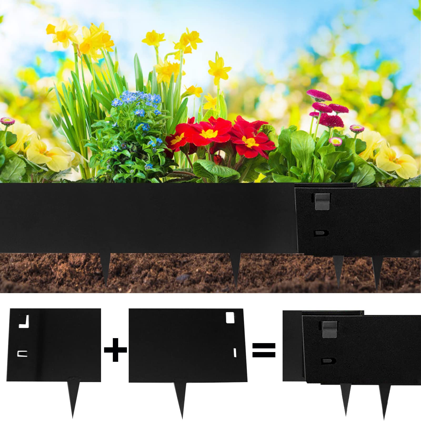 Steel Landscape Edging Steel Lawn Edging Landscape Garden Border Edging Border (40 x 3inch (Pack of 5))
