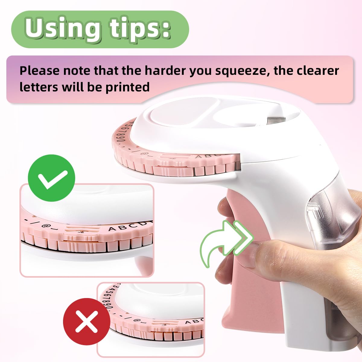 Aken Embossed Label Maker with Tapes, OmegaS 3D Embosser Handheld Printer, Portable Lettering Embossing Labeler 5 Black Tape for Office Home DIY Organization, Pink