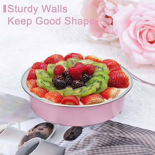 Suice Mini Cake Pans with Lids, 100PCS Disposable Foil Cupcake Baking Cups with Lid, 8oz Light Pink Cupcake Liners with Lids Mini Muffin Pan Cake Tins, Aluminum Creme Brulee Ramekins Dessert Cups