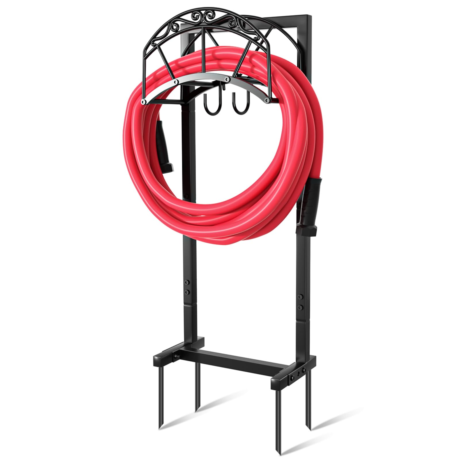 GREENER Freestanding Heavy Duty Hose Holder - Detachable Metal Hanger, Holds 150-feet Hose, Outdoor Yard Lawn Storage Rack