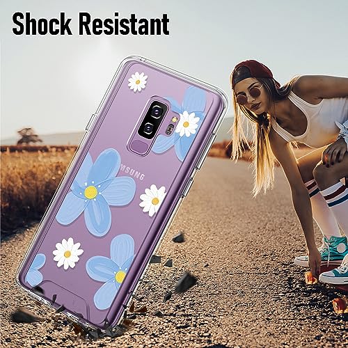 Rayboen for Galaxy S9 Plus Case, Floral Pattern Shockproof Protection Phone Cover, Silicone Protector Funda para Samsung S9 Plus Transparent Flexible Sleek Durable Case