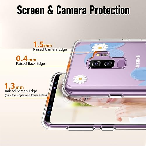 Rayboen for Galaxy S9 Plus Case, Floral Pattern Shockproof Protection Phone Cover, Silicone Protector Funda para Samsung S9 Plus Transparent Flexible Sleek Durable Case