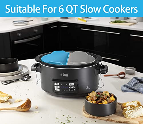 Reusable Slow Cooker Divider Crock pot divider silicon insert Foldable 3-8 Quart Silicone Slow Cooker liners Slow Cooker Liners Blue+Grey