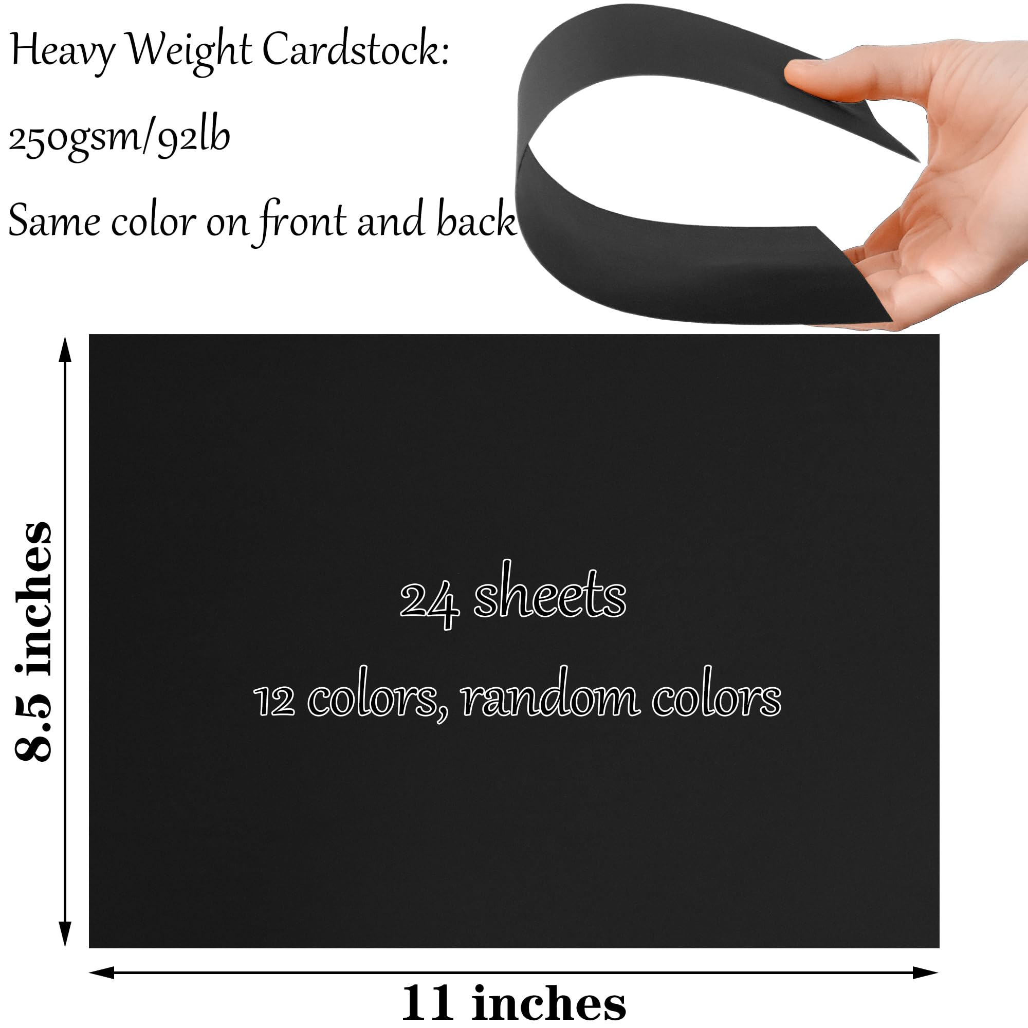 Gondiane 24 sheets Multi Colors Cardstock Paper 8.5 x 11 Inches for DIY Cards, Invitations, Scrapbooking and Other Crafts(250gsm/92lb)