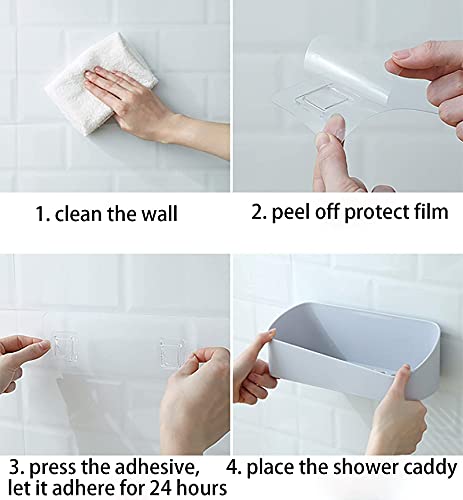 Cedilis 4 Pack Shower Caddy Shelf, Adhesive Bathroom Shower Shelf Organizer, No Drilling Wall Mounted Plastic Shampoo Holder Organizer, Great for Shower Room Bathroom Kitchen, White