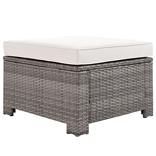 Goohome 6-Piece Patio Outdoor Sofa Set, All-Weather PE Wicker Rattan ConversationalSet Furniture w/2 Corner Sofá, 2 Single Chairs, 1 Storage Table and 1 Ottoman, for Backyard, Garden, Poolside, Deck