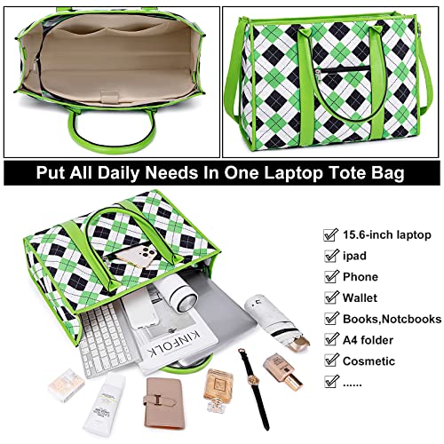 Laptop Tote Bag for Women Work Shoulder Bags 15.6 inch Canvas Laptop Computer Purse Messenger Teacher Handbag Business Office Briefcase
