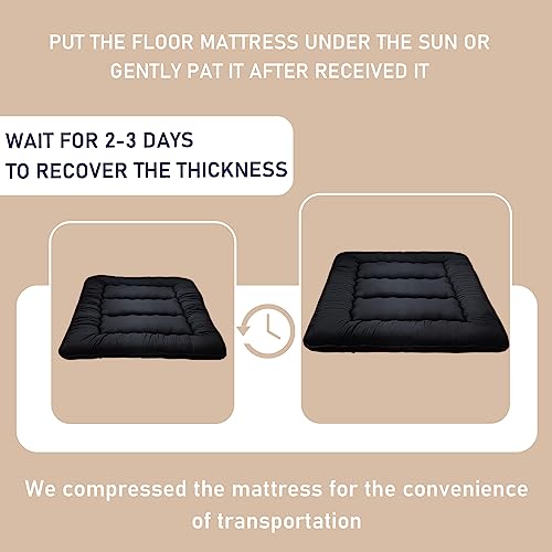 MAXYOYO Japanese Floor Mattress Futon Mattress Full Size, Shikibuton Tatami Mat Floor Bed, Roll Up Foldable Mattress Topper, for Guest Camping RV