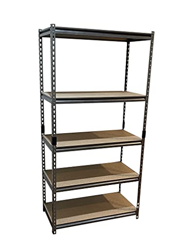 Juggernaut Storage 36" W x 18" D x 72" H 5-Shelf Steel Shelving, Hammertone, SS3618-5BLKAMZ