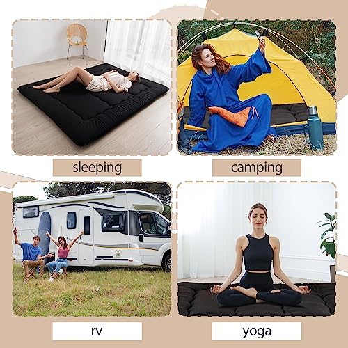 MAXYOYO Japanese Floor Mattress Futon Mattress Full Size, Shikibuton Tatami Mat Floor Bed, Roll Up Foldable Mattress Topper, for Guest Camping RV