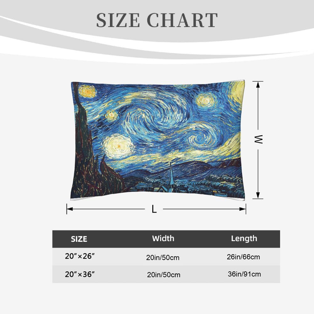 Yekiua Starry Night Pillow Cases Van Gogh Oil Panting Art Classic Creative Star Cloud Universe Pillow Sham Throw Pillow Covers One Side Printing 20X36 Inches King Size