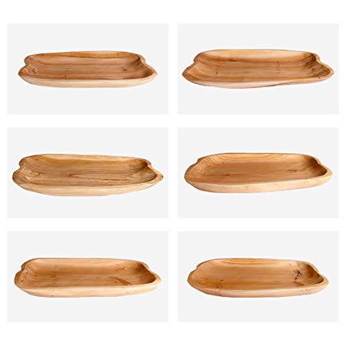 DeziWood Wooden Tray for Decor, Rustic Wood Decorative Tray, Unique Handmade Wood Serving Platter Tray Plate, Large Wooden Fruit Tray for Snack Appetizer Display (15.7"x11.4")