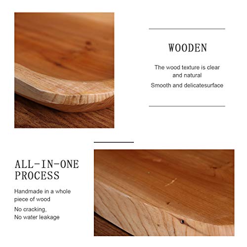 DeziWood Wooden Tray for Decor, Rustic Wood Decorative Tray, Unique Handmade Wood Serving Platter Tray Plate, Large Wooden Fruit Tray for Snack Appetizer Display (15.7"x11.4")