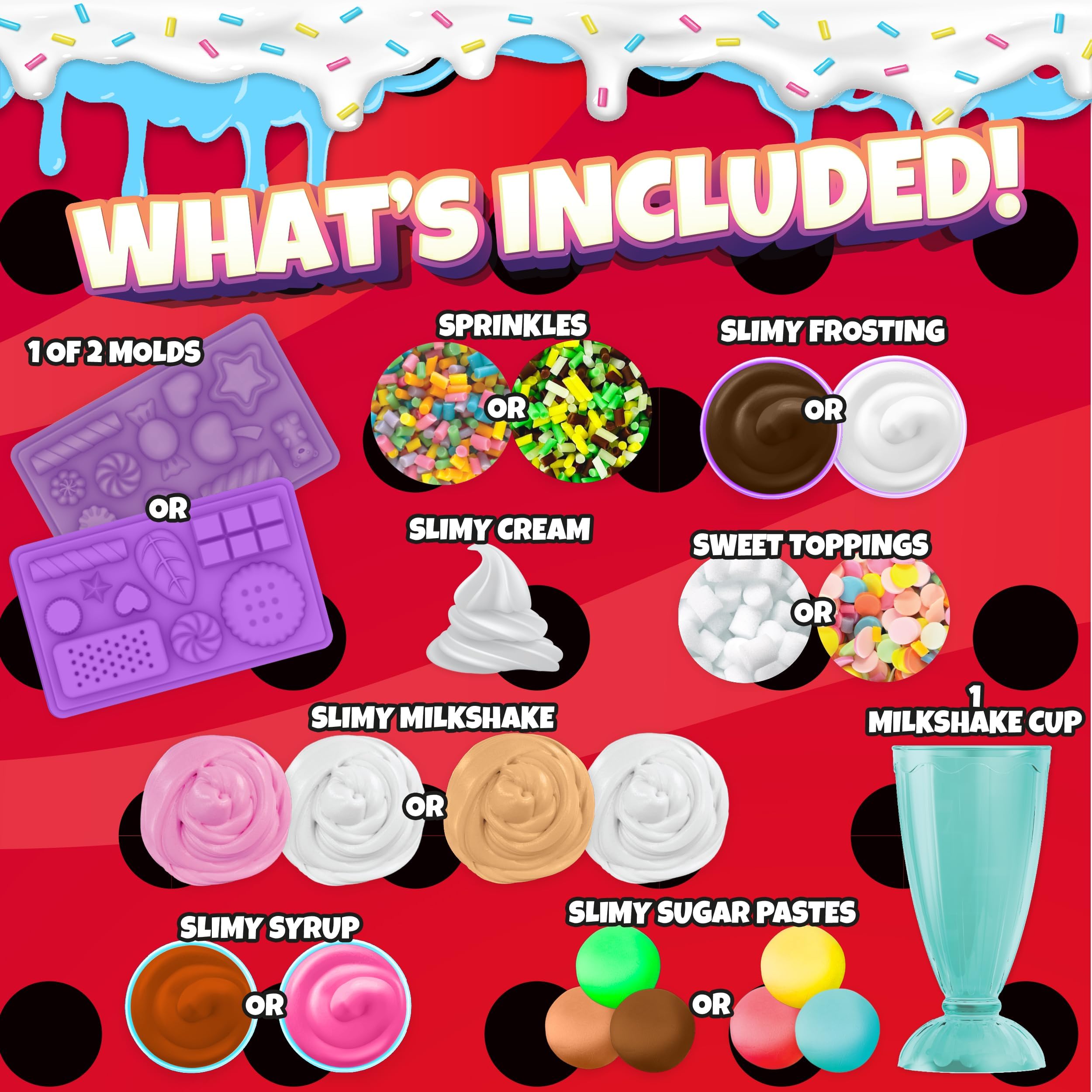 Miraculous Ladybug Sprinkles n' Slimy Kit - DIY Milkshake Slime with Milkshake Cup, Molds, Slime, Topping - Fun and Creative Craft Kit, Role Play Toys for Kids - Safe & Non-Toxic Ingredients
