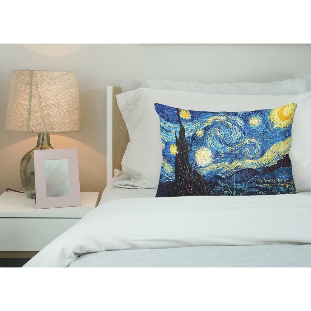 Yekiua Starry Night Pillow Cases Van Gogh Oil Panting Art Classic Creative Star Cloud Universe Pillow Sham Throw Pillow Covers One Side Printing 20X36 Inches King Size