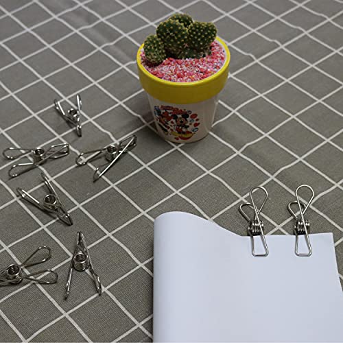 QingLHC Clothes Pegs Metal, Clothes Pins and Hooks Stainless Steel for Home Office Baby Kitchen Travel, Silver, LHC027