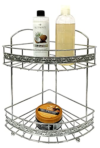 Uniware Heavy Duty Shower Caddy, Antique Style, Chrome Coated (15 Inch, 2 Layer)
