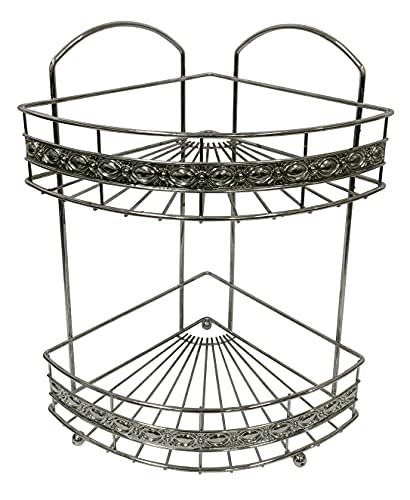Uniware Heavy Duty Shower Caddy, Antique Style, Chrome Coated (15 Inch, 2 Layer)